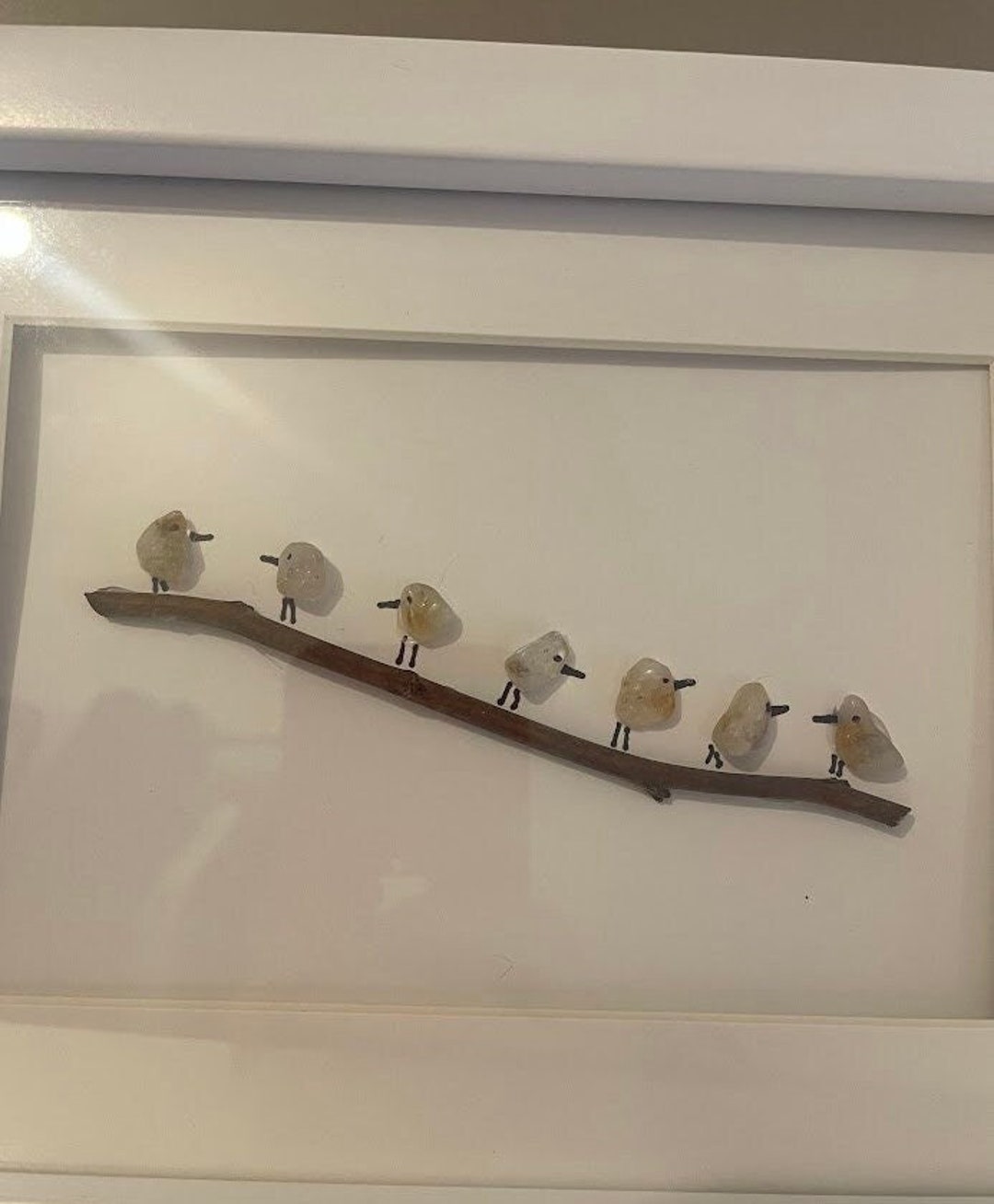 Sea Glass Birds Framed Art, Seagull Birds on a Branch Made From ...