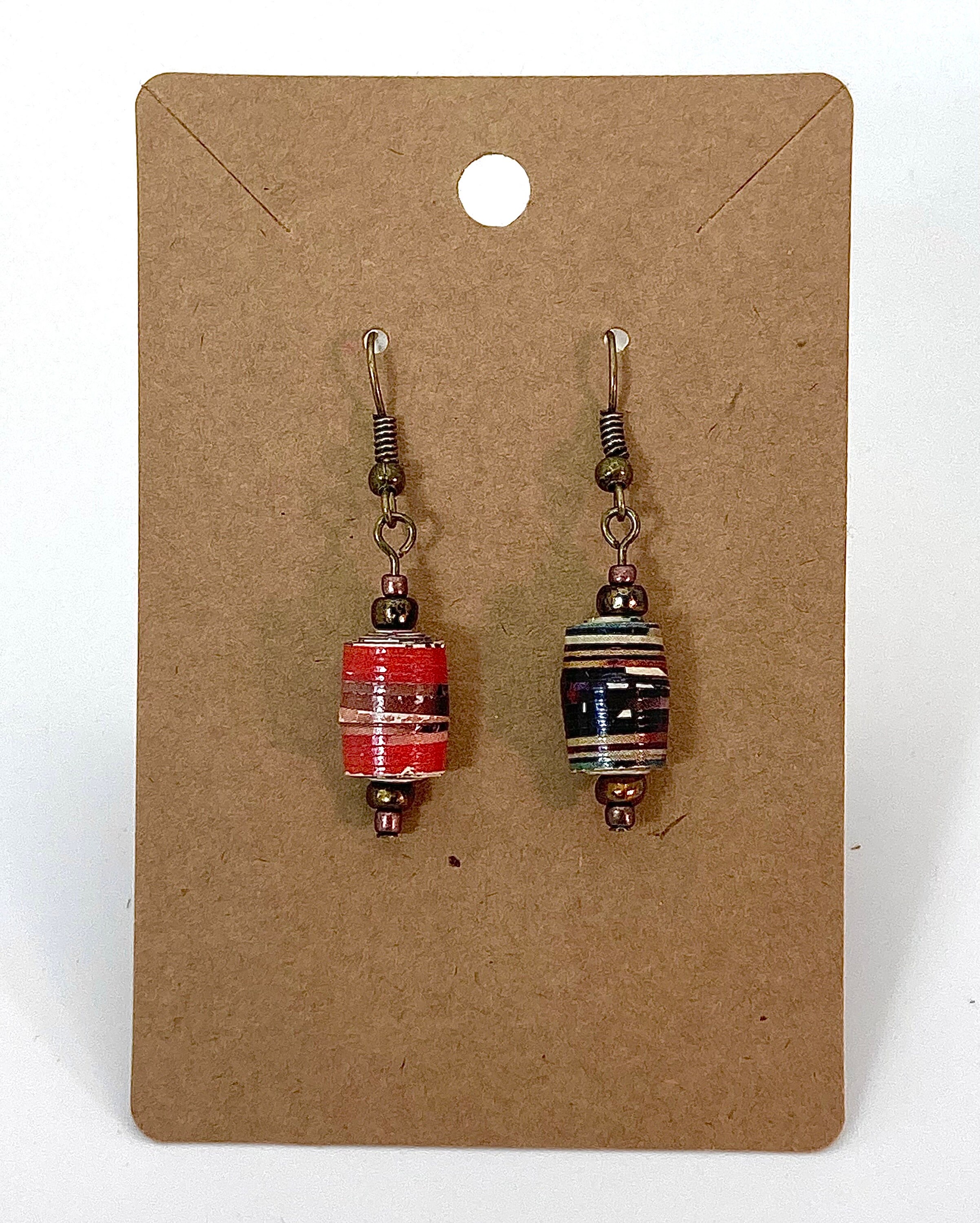 Rolled Paper Bead Earrings Handmade Paper Bead Earring Repurpose Paper ...