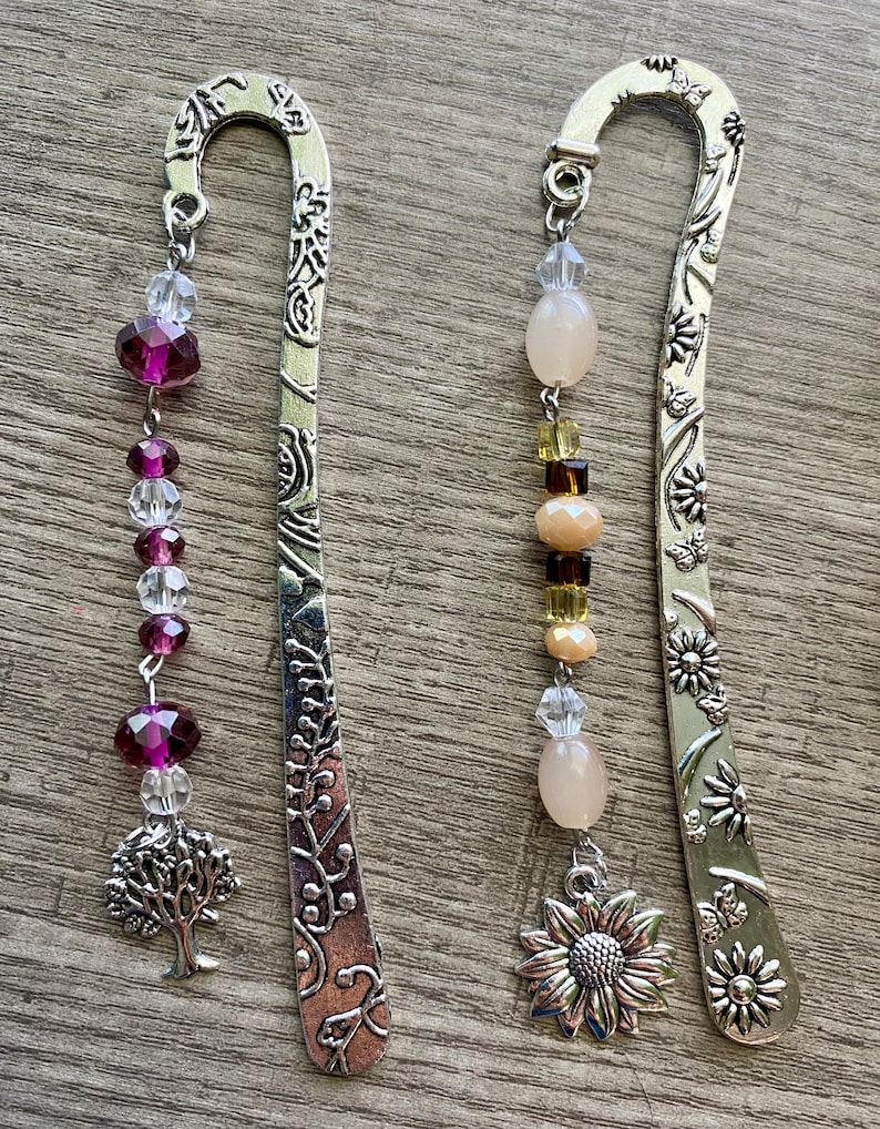 Beaded Hooked Metal Flower Bookmark - Etsy