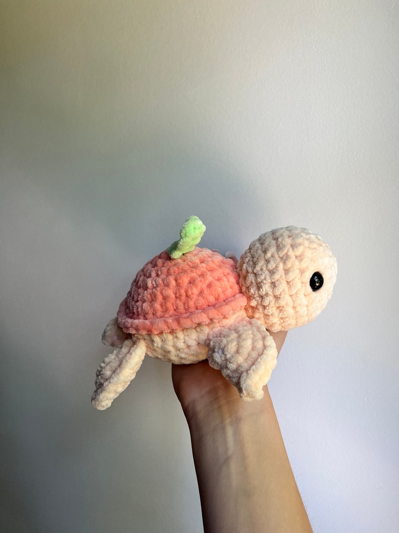 Peach Fruit Turtle Plushie- Crochet - Etsy