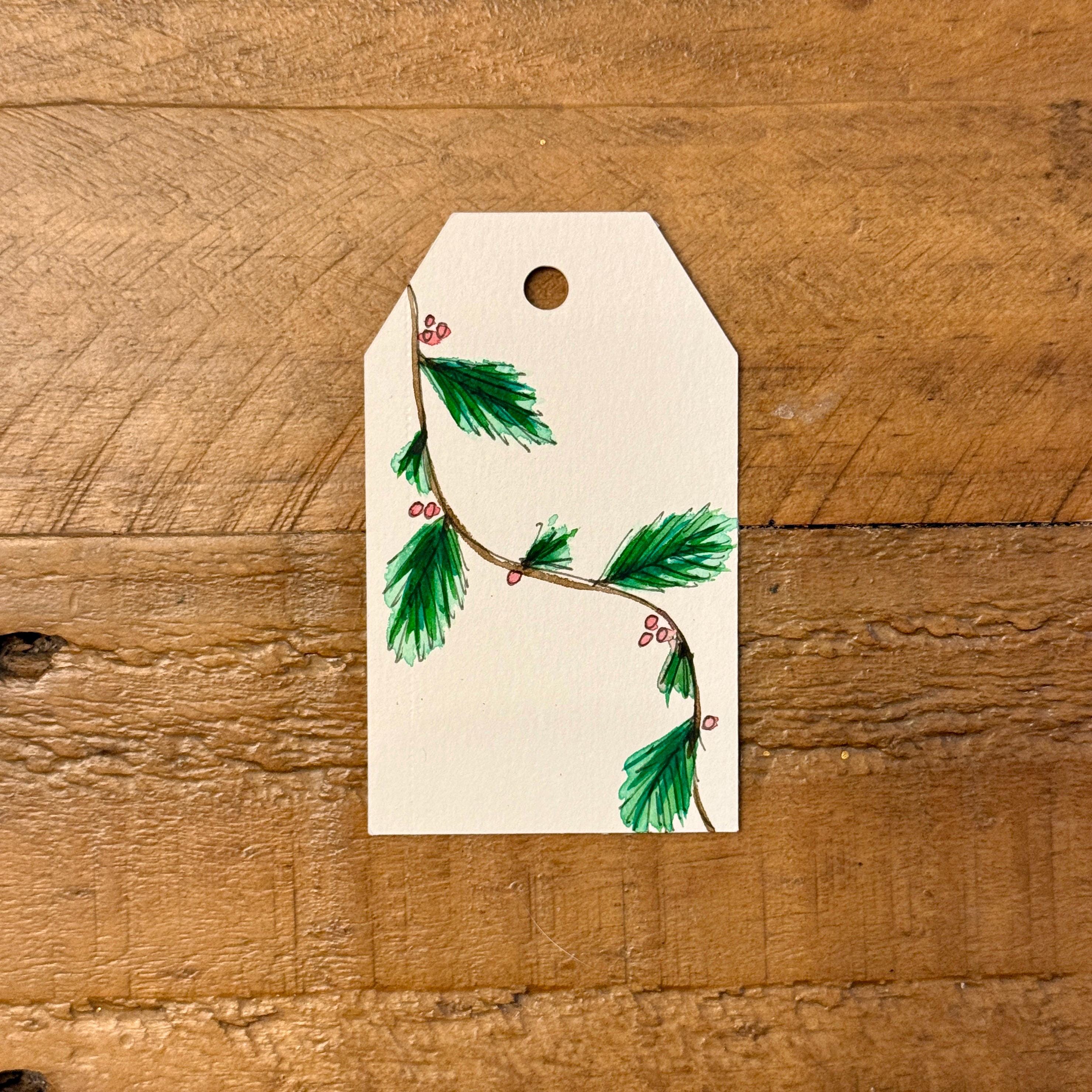 Hand-painted Watercolor Christmas Gift Tags - Set of 5 Holiday Designs ...