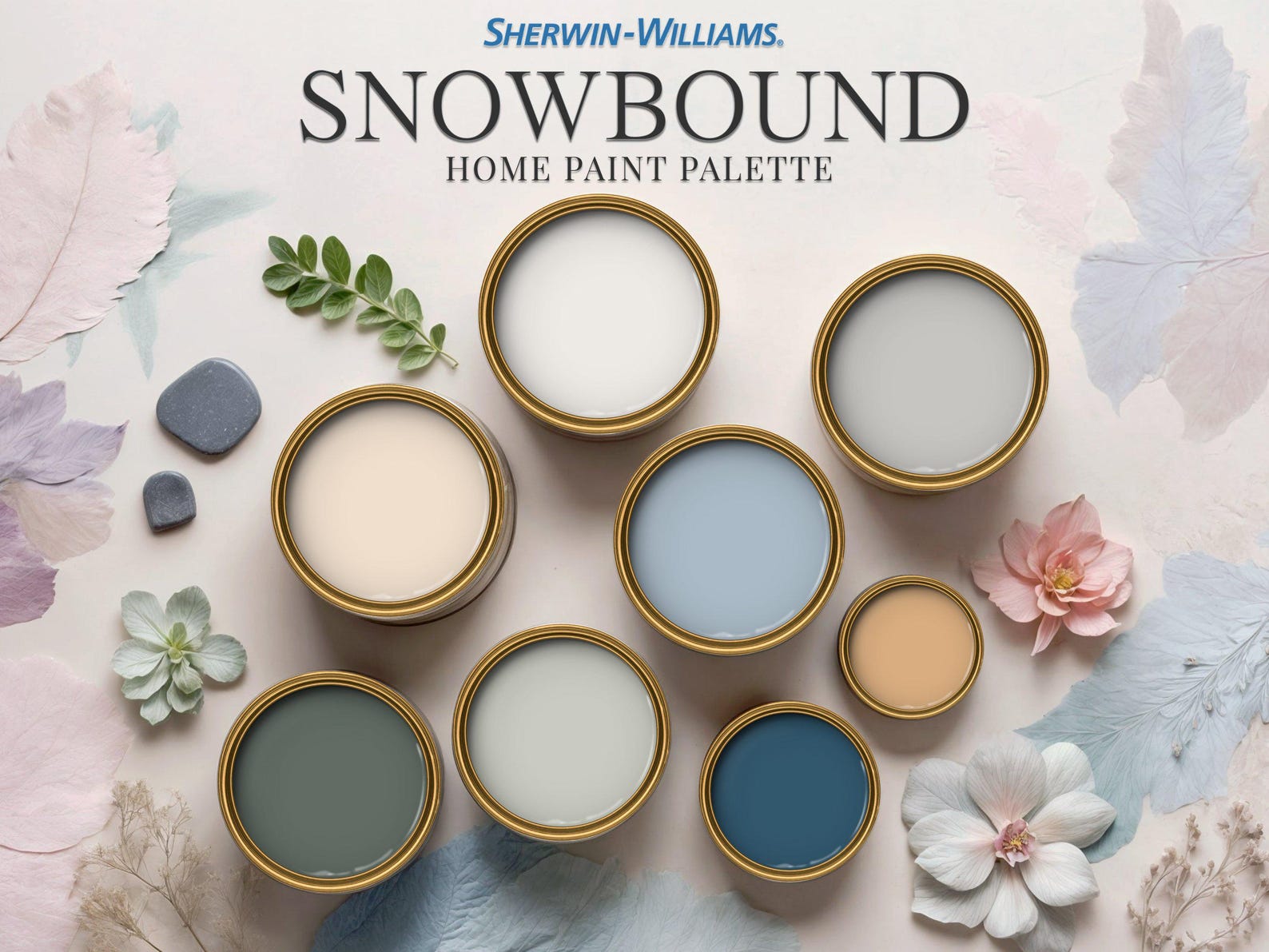 Snowbound Sherwin Williams Home Paint Palette Whole House Color Scheme ...