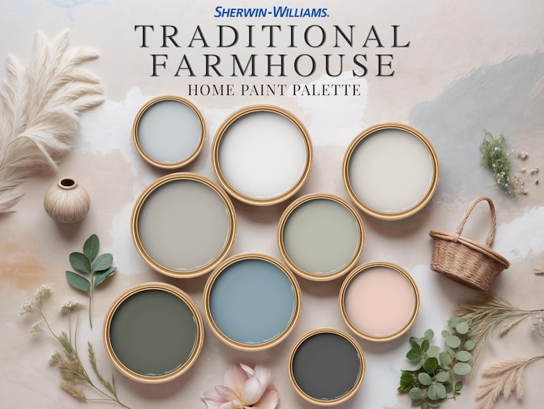Traditional Farmhouse Home Paint Palette Sherwin Williams Whole House ...
