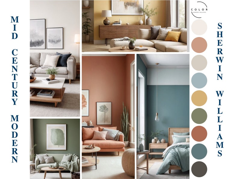 Mid-century Modern Home Paint Palette, Sherwin Williams, Complementary ...