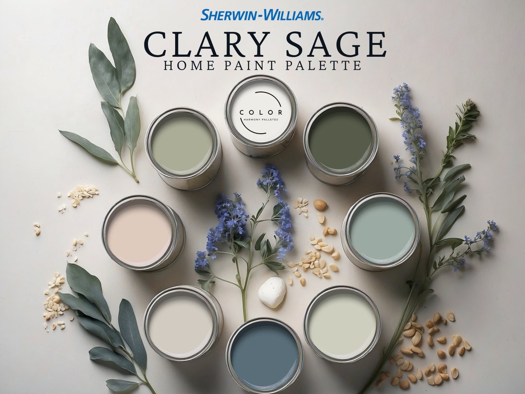 Clary Sage Home Paint Palette, Sherwin Williams 2024 Inspired, Whole ...