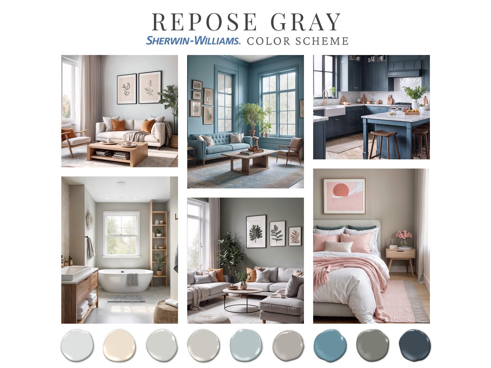 Repose Gray Sherwin Williams Home Paint Palette Whole House Color ...