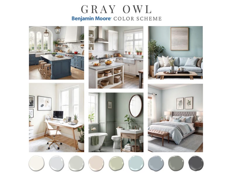 Gray Owl Benjamin Moore Home Paint Palette Color Sceme Guide Soft Tones ...