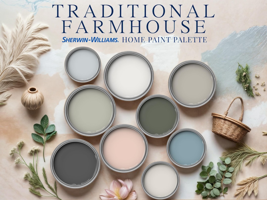 Traditional Farmhouse Home Paint Palette Sherwin Williams Whole House ...
