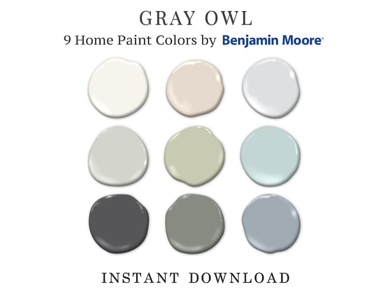 Gray Owl Benjamin Moore Home Paint Palette Color Sceme Guide Soft Tones ...