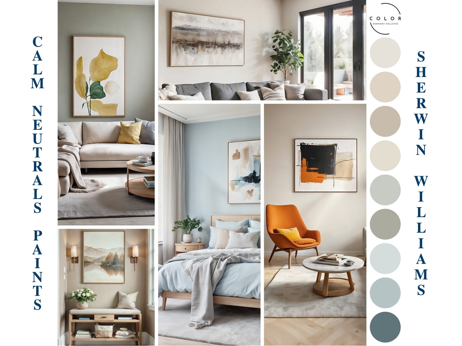 Calm Neutrals Home Paint Palette Sherwin Williams Whole House Wall Trim ...