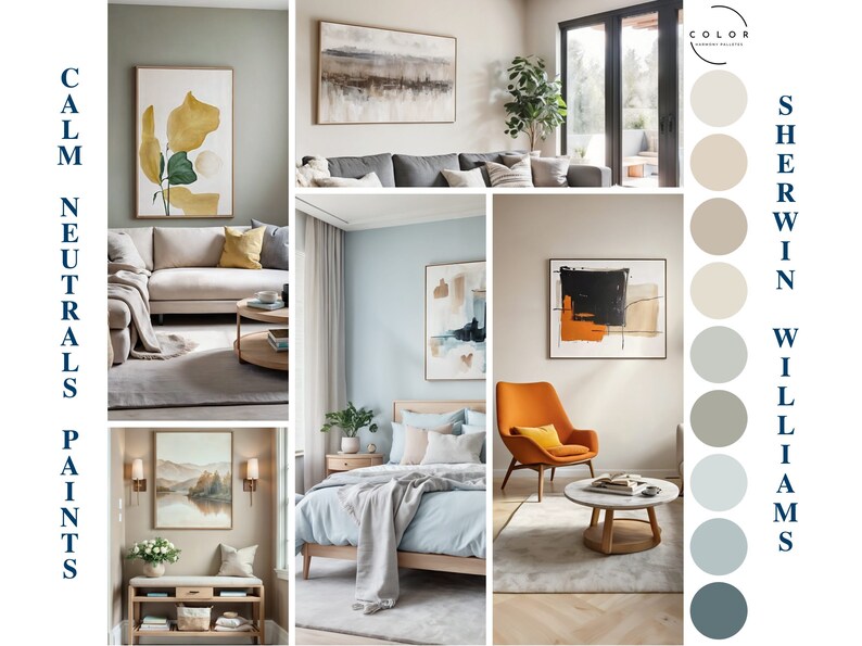 Calm Neutrals Home Paint Palette Sherwin Williams Whole House Wall Trim ...