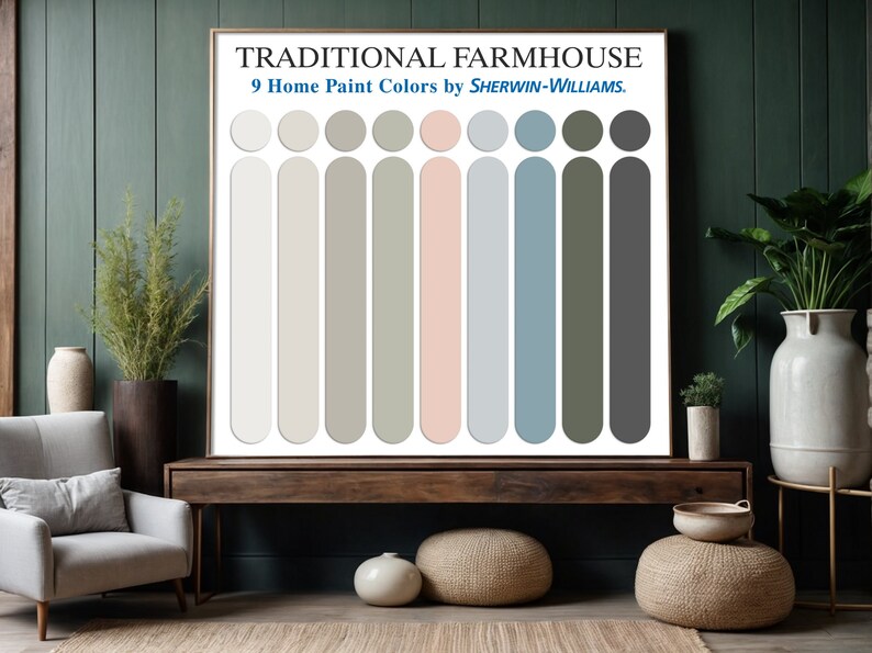 Traditional Farmhouse Home Paint Palette Sherwin Williams Whole House ...