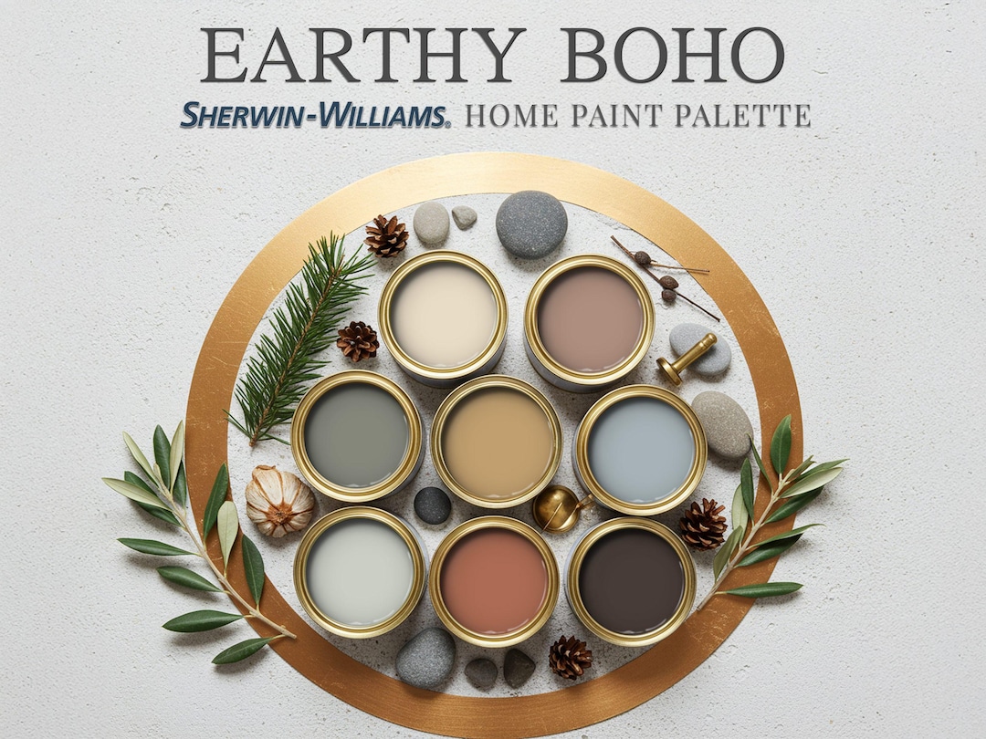 Earthy Boho Sherwin Williams Whole House Paint Palette Coordinating ...
