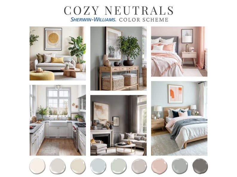 Cozy Neutrals Home Paint Palette Sherwin Williams Complementary Whole ...