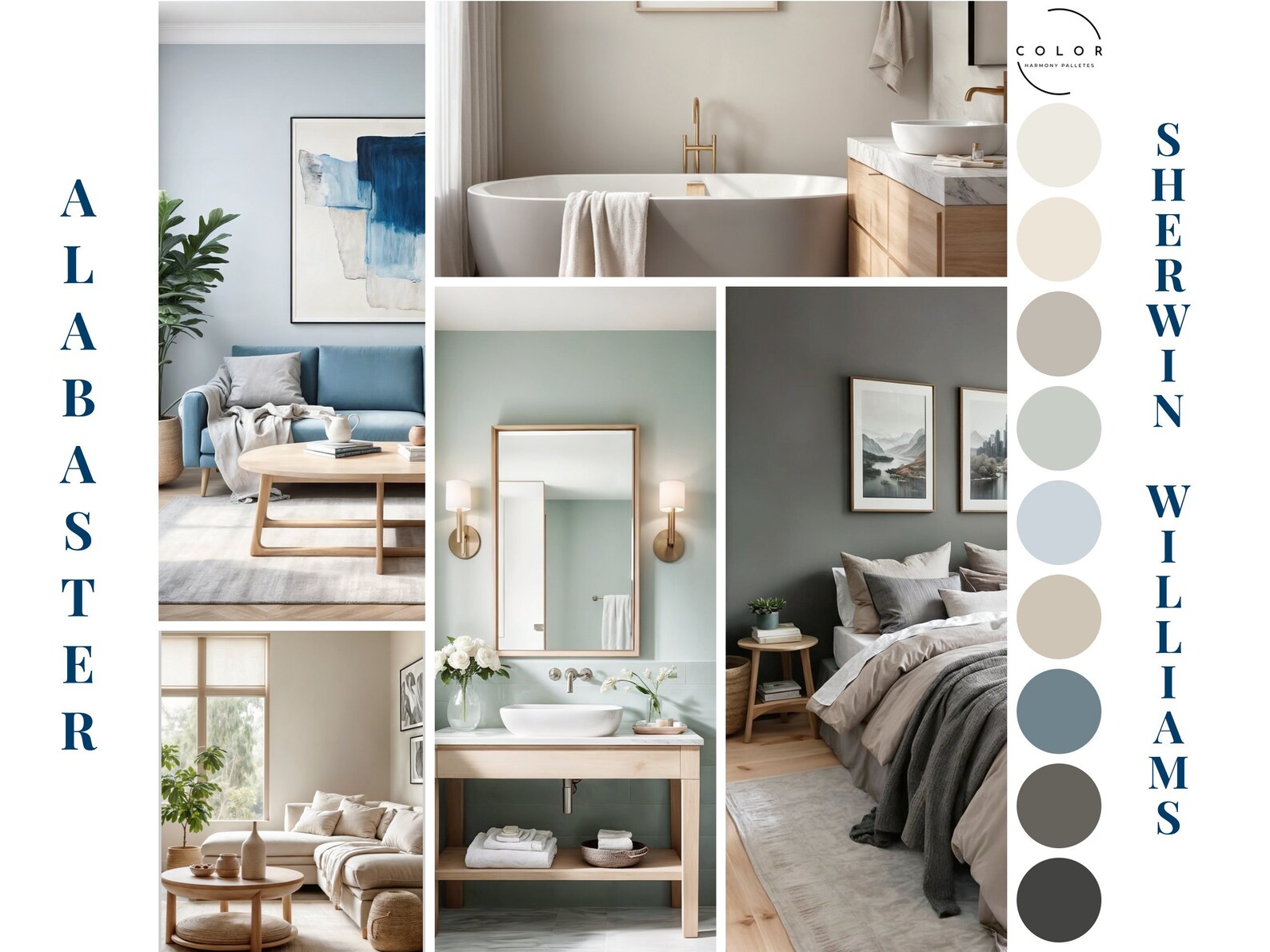 Alabaster Home Paint Palette Sherwin Williams Whole House Color Scheme ...