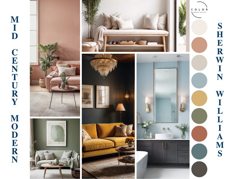 Mid-century Modern Home Paint Palette Sherwin Williams Complementary ...