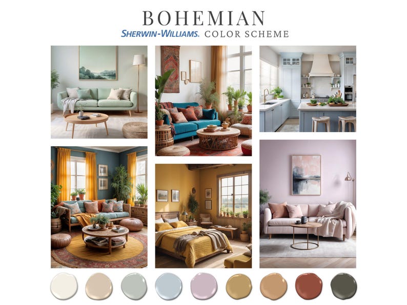 Bohemian Home Paint Palette Sherwin Williams Whole House Decor Color ...
