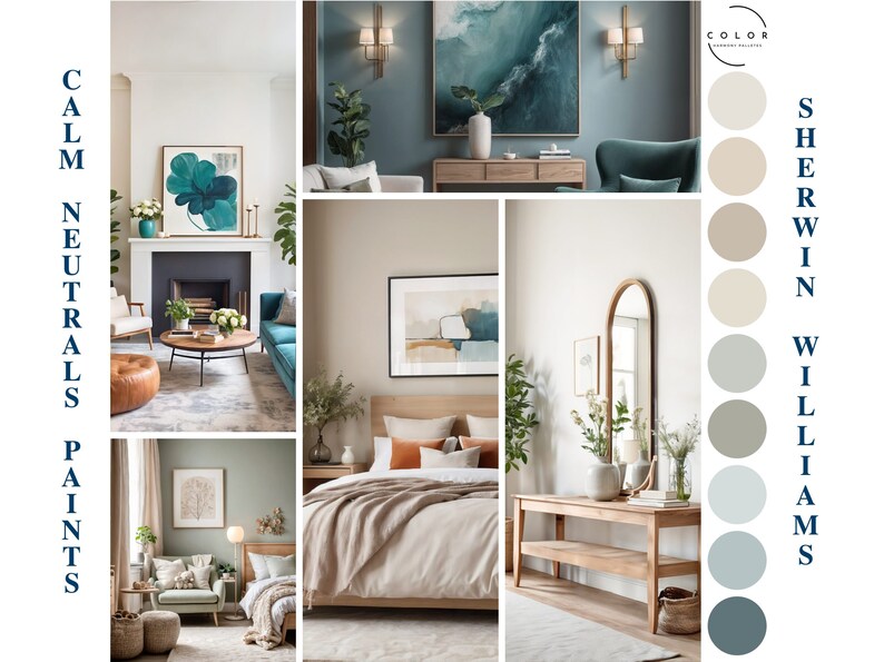 Calm Neutrals Home Paint Palette Sherwin Williams Whole House Wall Trim ...
