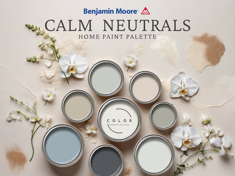 Calm Neutrals Benjamin Moore Home Paint Palette Whole House Wall Decor ...