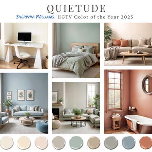 2025 Color of the Year HGTV Sherwin Williams Quietude Home Paint ...