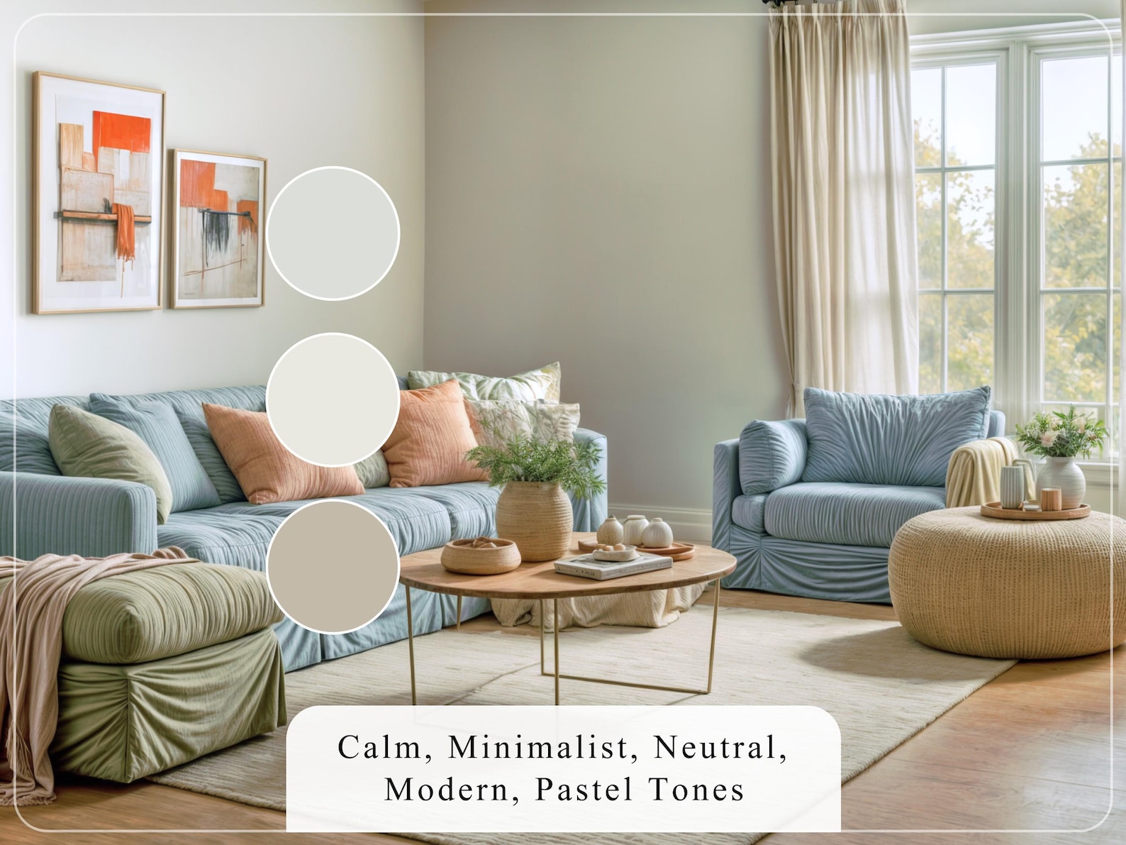 Calm Neutrals Benjamin Moore Home Paint Palette Whole House Wall Color ...