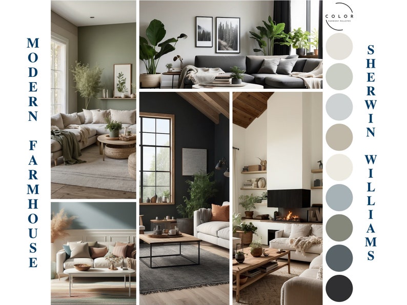 Modern Farmhouse Home Paint Palette, Sherwin Williams 2024 Inspired ...