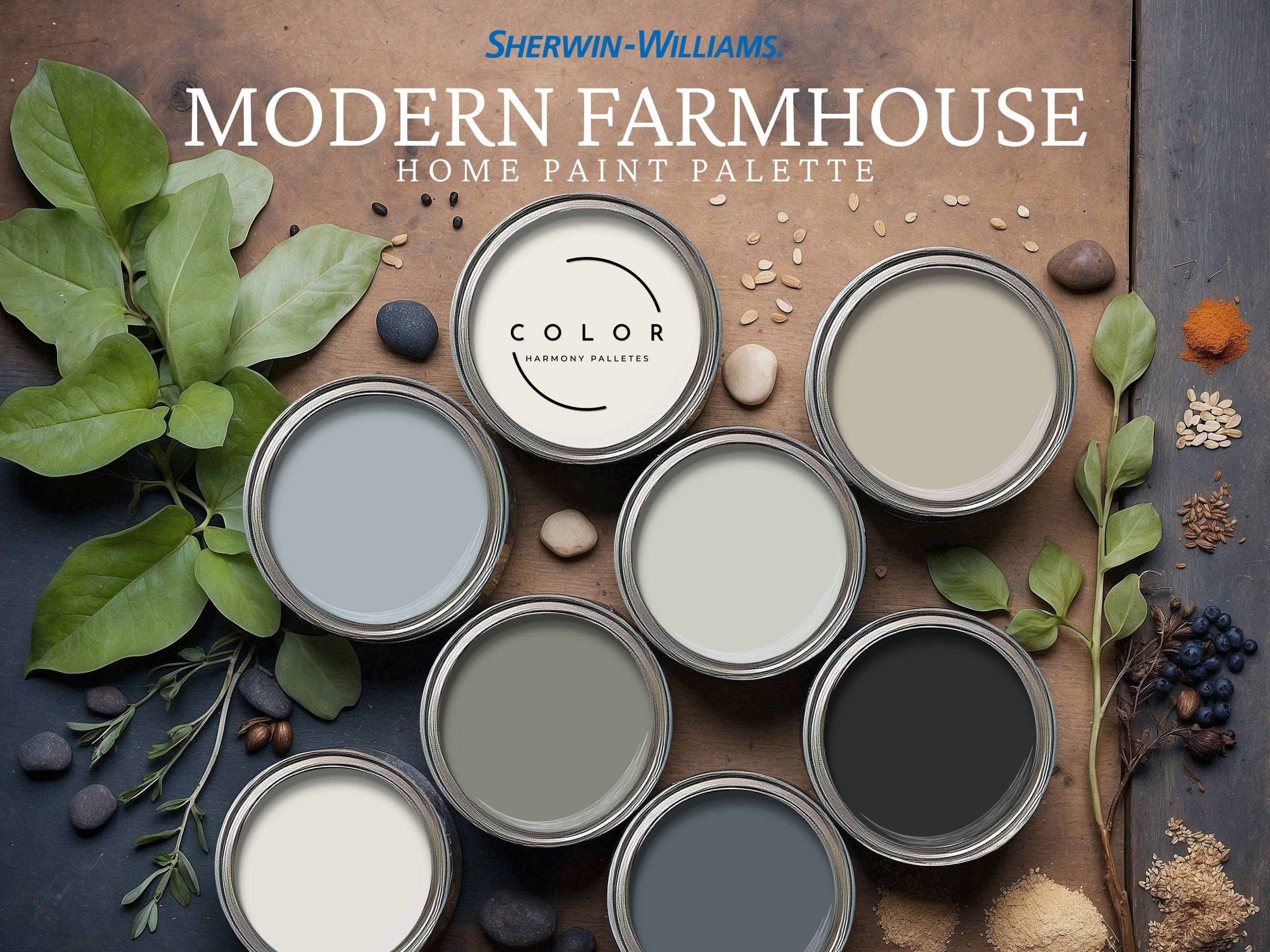 Modern Farmhouse Home Paint Palette, Sherwin Williams 2024 Inspired ...