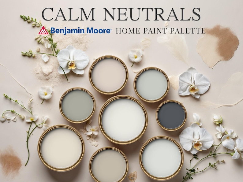 Calm Neutrals Benjamin Moore Home Paint Palette Whole House Wall Color ...