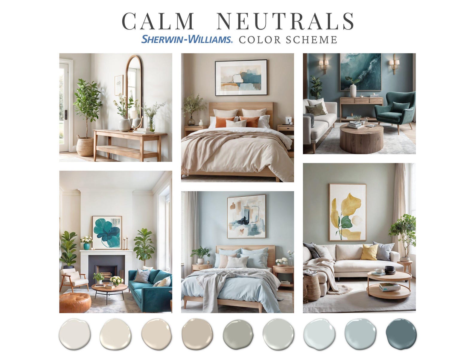 Calm Neutrals Home Paint Palette Sherwin Williams Whole House Wall Trim ...