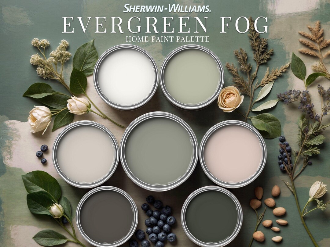 Evergreen Fog Home Paint Palette, Sherwin Williams 2024 Inspired, Whole ...
