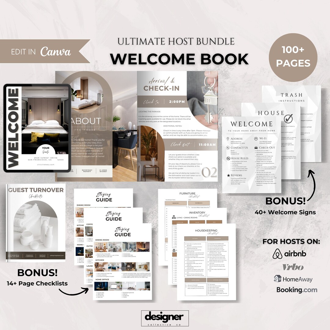 Airbnb Welcome Book Template | Airbnb House Guide Canva | Airbnb ...