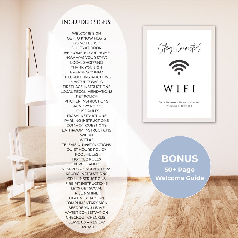 Airbnb Sign Bundle Template | Welcome Sign for Hosts | Vacation STR ...