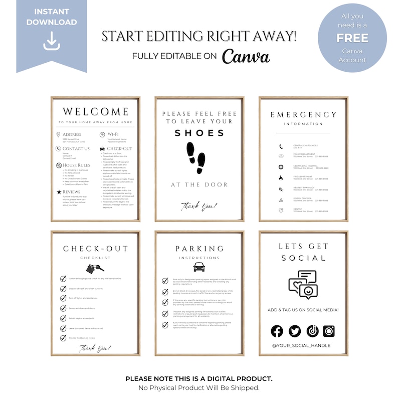 Airbnb Sign Bundle Template | Welcome Sign for Hosts | Vacation STR ...
