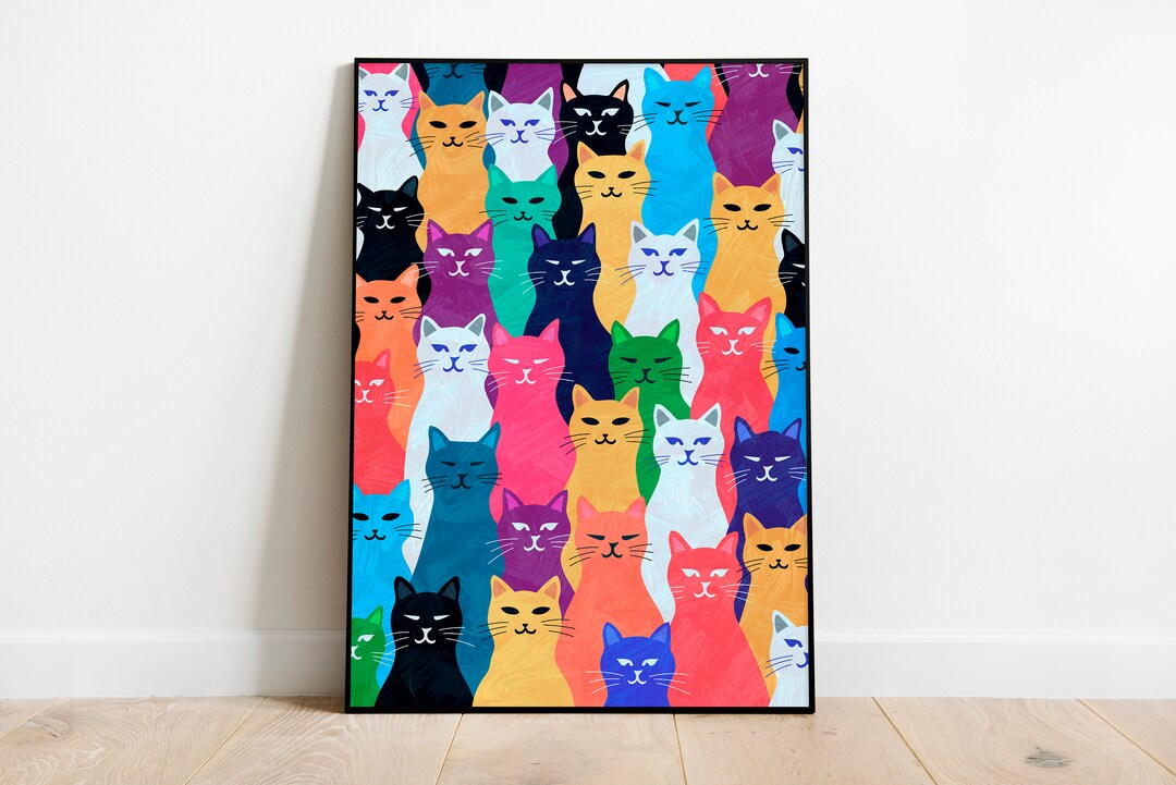 Colorful Pop Art Cats Poster: Funny Cat Prints (digital Download) - Etsy