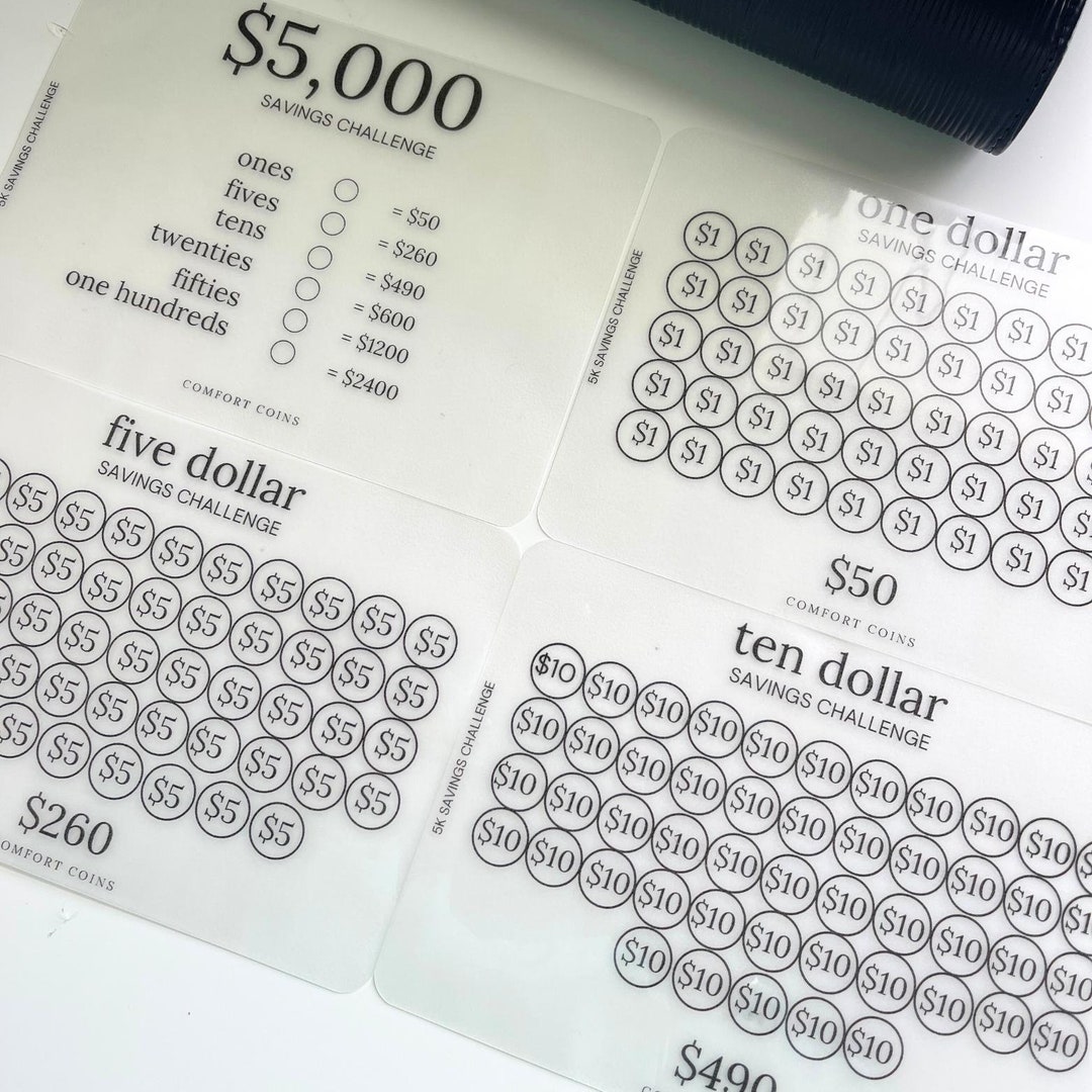A5 5k Dollars Savings Challenge Inserts Bundle - Etsy