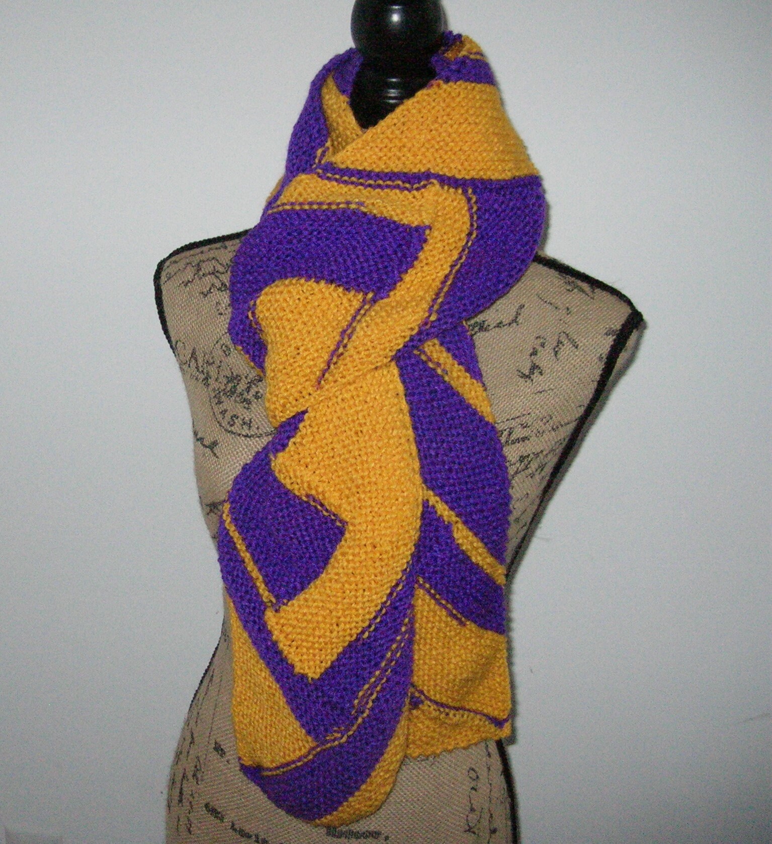 Purple and Gold Sports Team Spirit Scarf / Hand Knit Scarf - Etsy