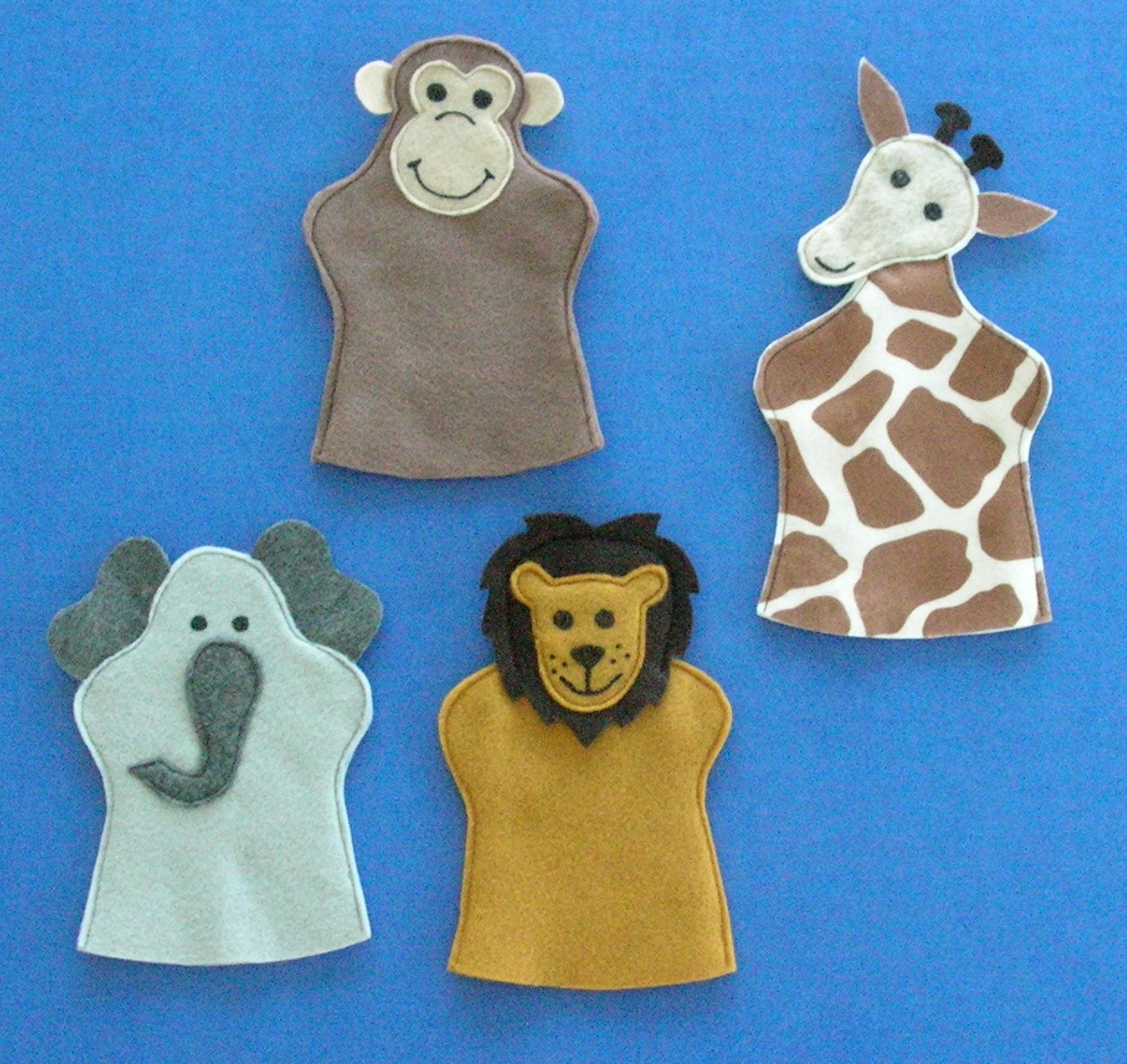 Safari Puppet Set of 4 / Giraffe / Lion / Elephant / Monkey - Etsy
