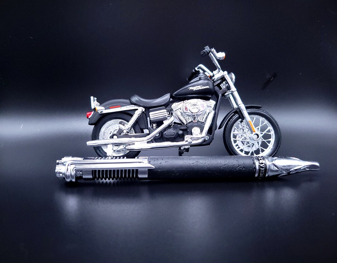 Motorcycle Pen in Chrome and Faux Black Leather-ballpoint or Gel ...