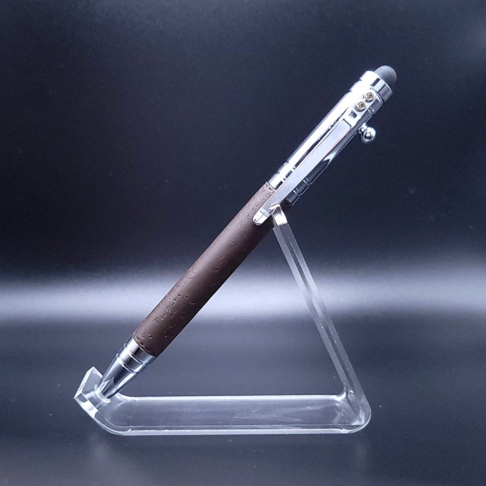 Faux Brown Leather Tec Bolt Action Pen With Stylus - Etsy