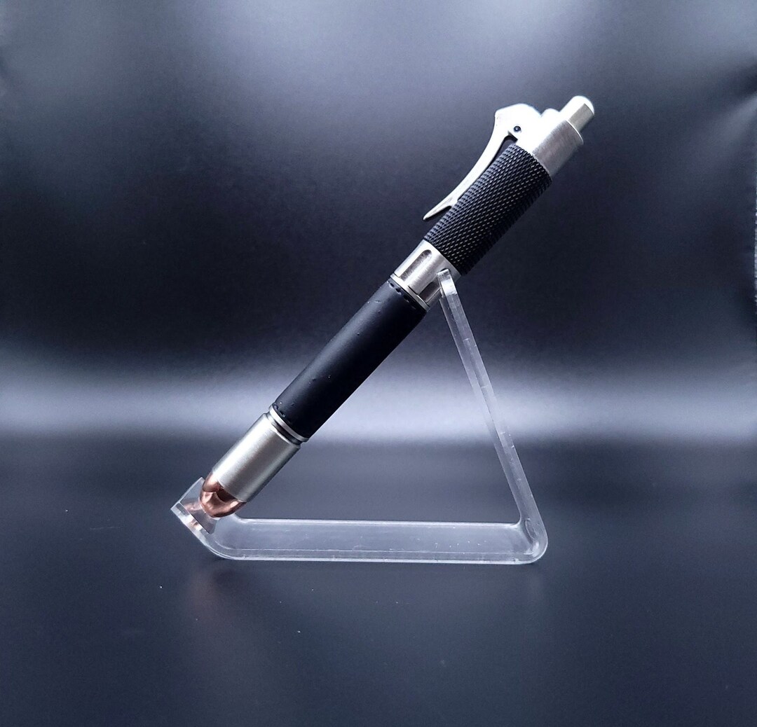 Faux Black Leather Revolver Pen With a Pewter Finish - Etsy