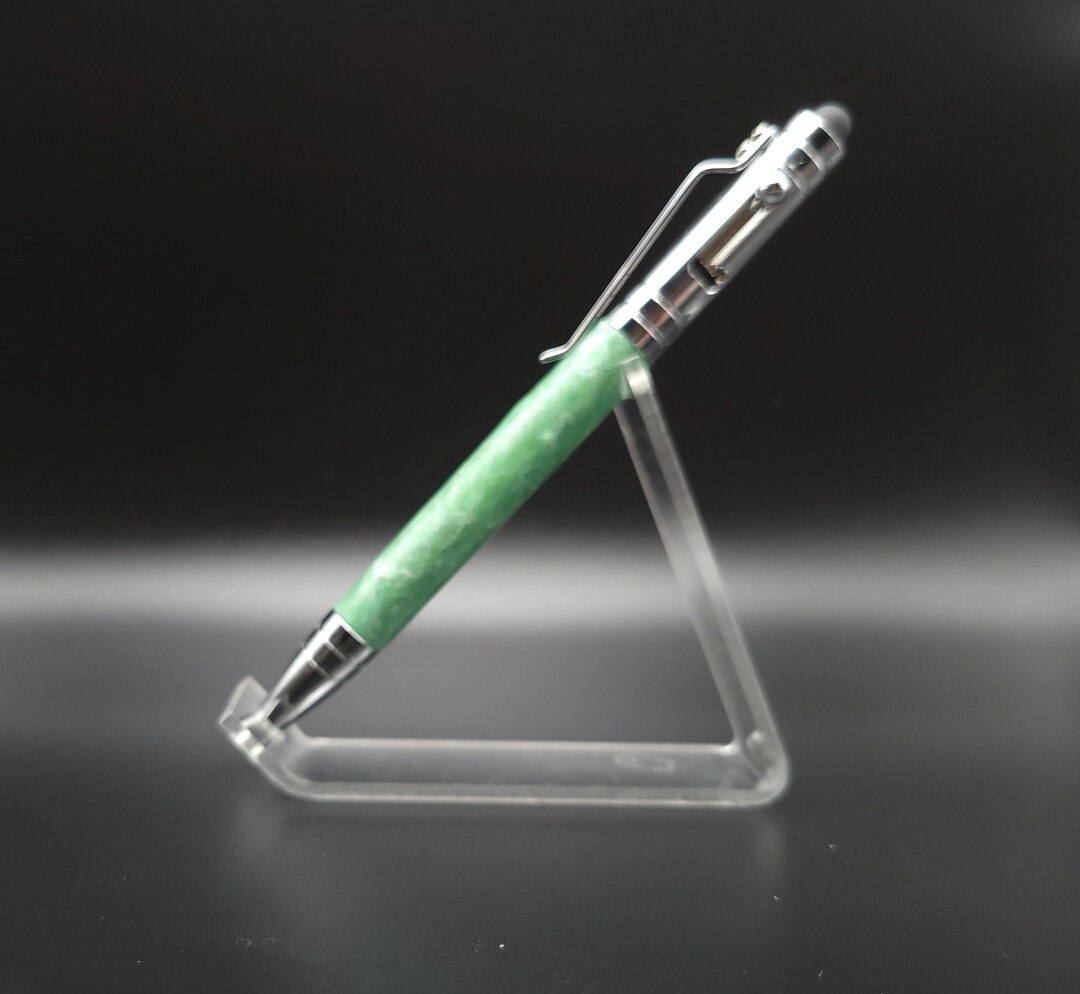 Faux Jade Bolt Action Tec Pen With Stylus in Chrome - Etsy