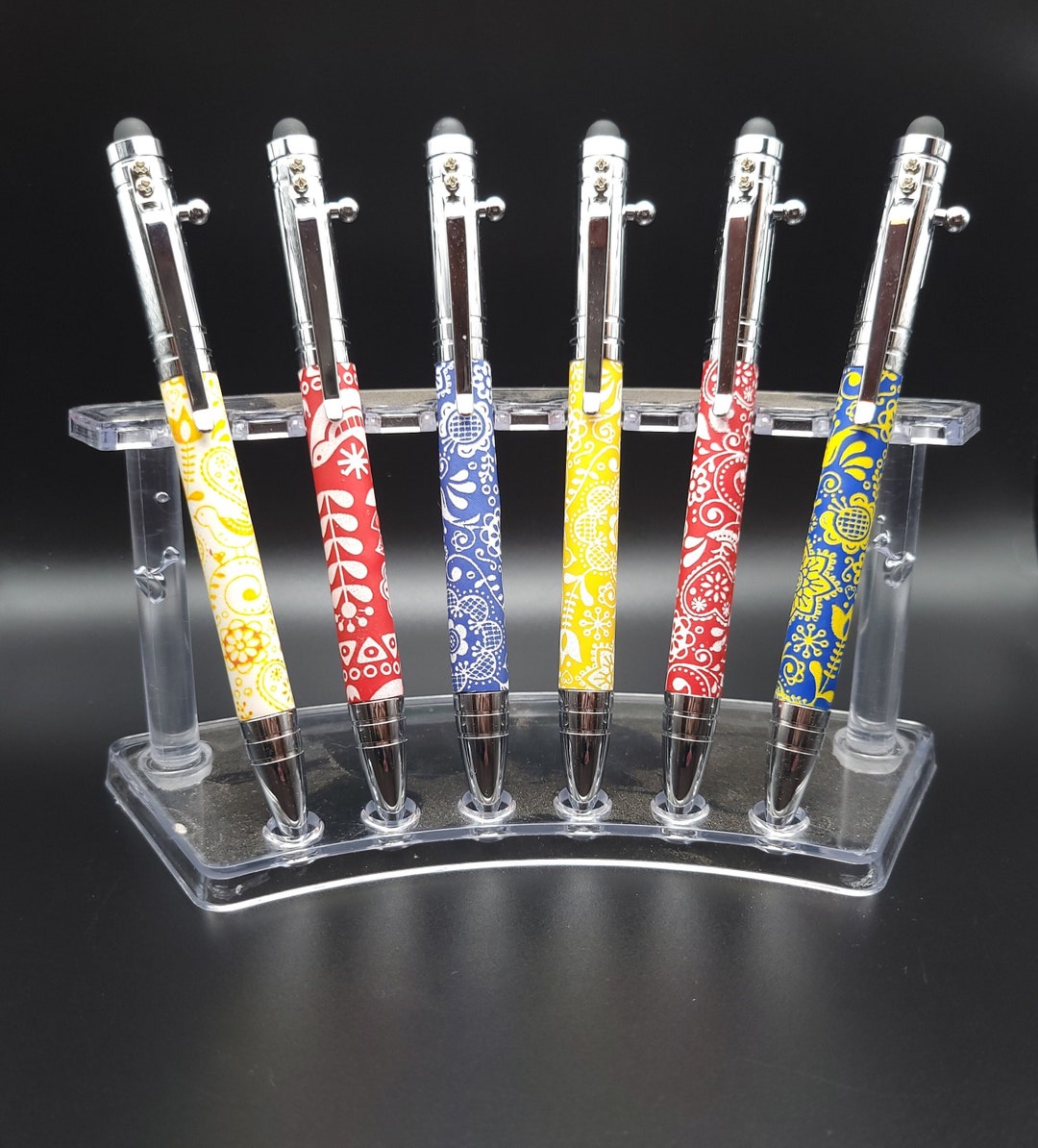 Folk Art Bolt Action Tech Ballpoint Pens With Stylus - Etsy