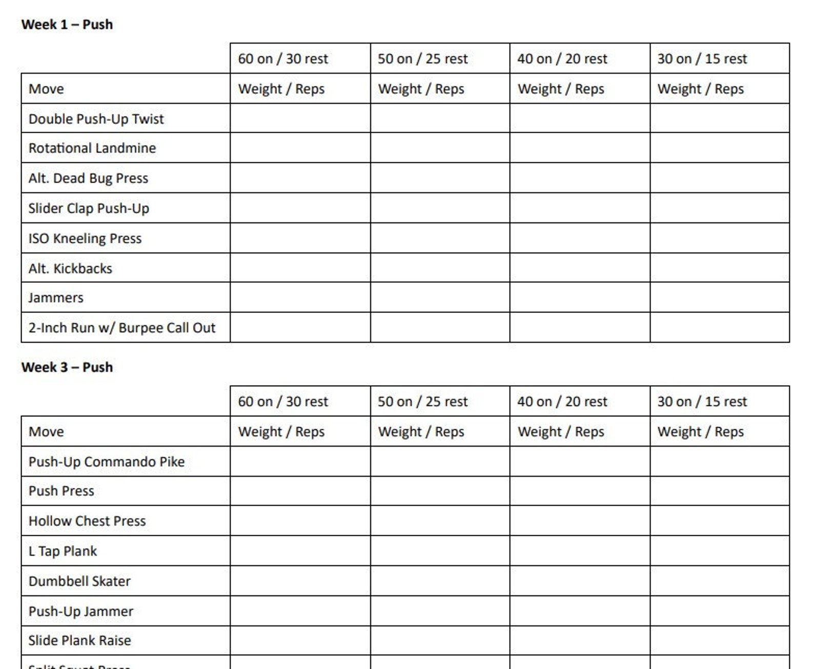 6 Weeks of the Work Dumbbell Tracker Sheets | Beachbody Workouts ...