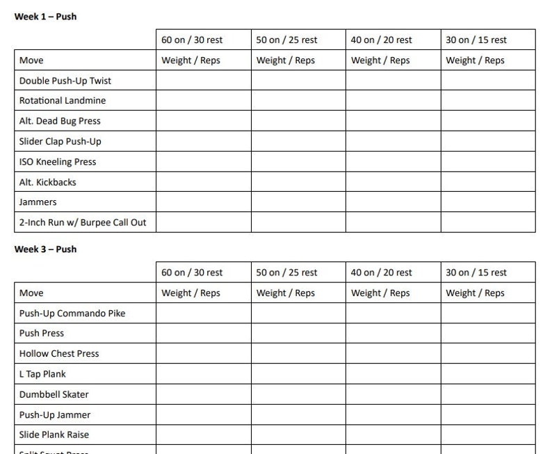6 Weeks of the Work Dumbbell Tracker Sheets | Beachbody Workouts ...