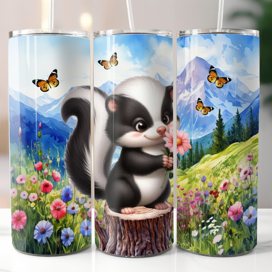 Cute Skunk Design 20oz Tumbler Wrap, Skunk Tumbler Design PNG, Digital ...