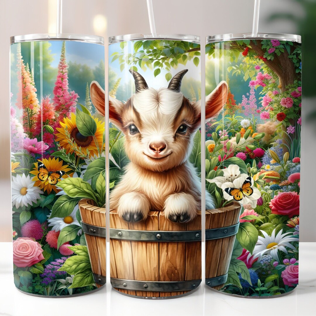 Cute Goat Design 20oz Tumbler Wrap, Straight Skinny Tumbler Wrap PNG ...