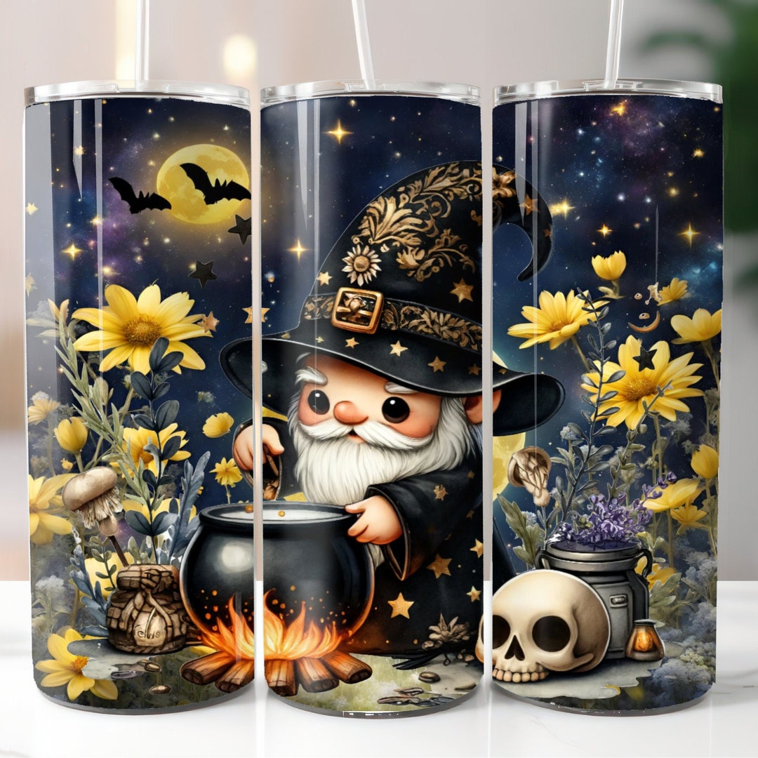 Gothic Gnome Design 20oz Tumbler Wrap, Straight Skinny Tumbler Wrap PNG ...