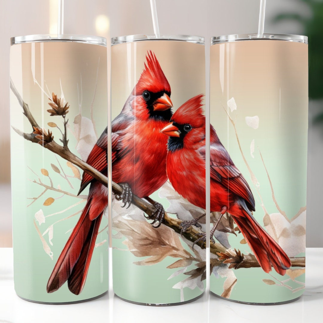 Red Cardinal 20oz Tumbler Design, Straight Skinny Tumbler Wrap PNG ...