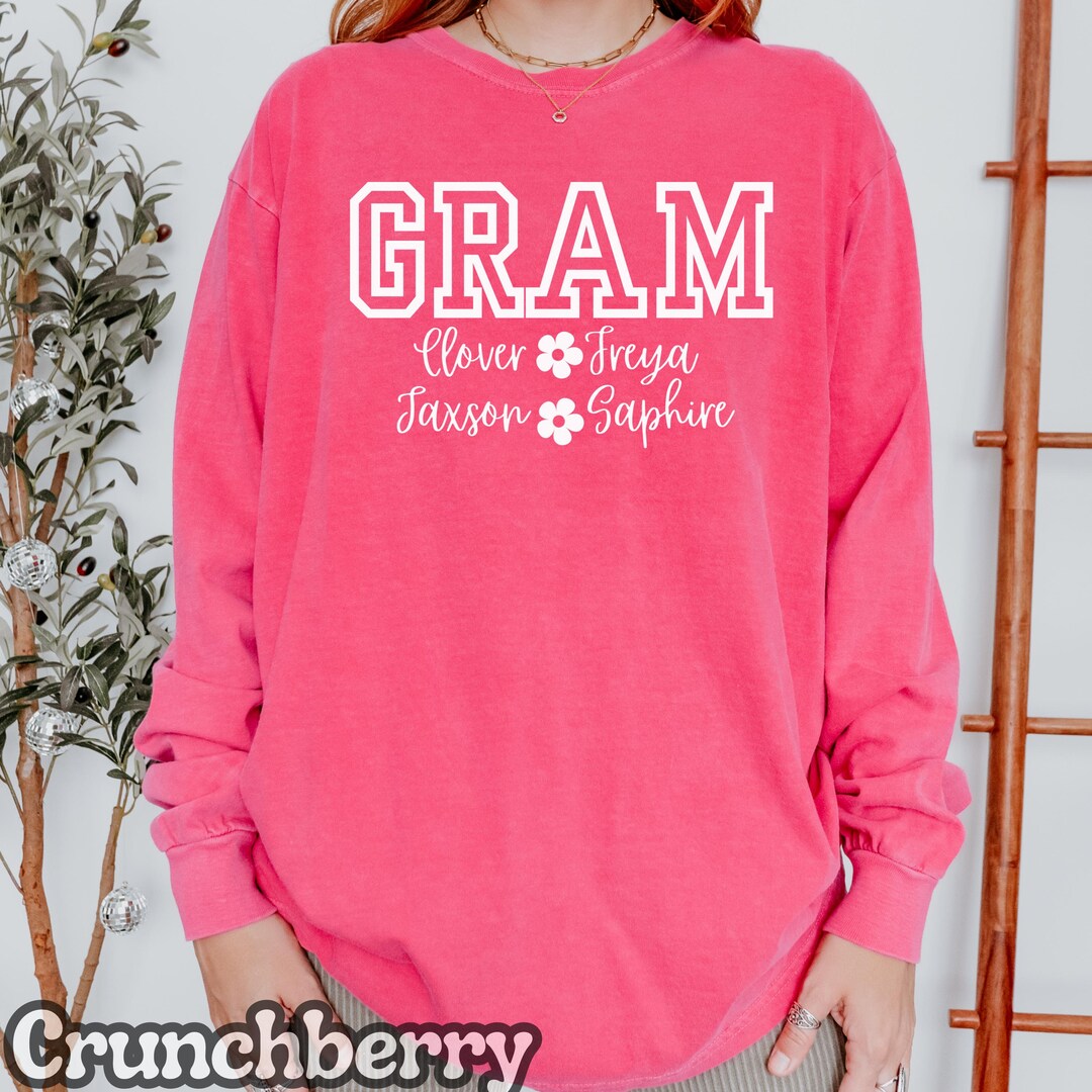 Personalized Gram Long Sleeve With Kid Names, Personalized Gram Sweater ...