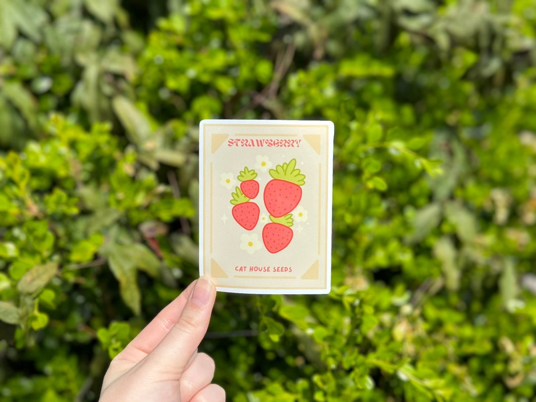 Strawberry Seed Packet Sticker - Etsy